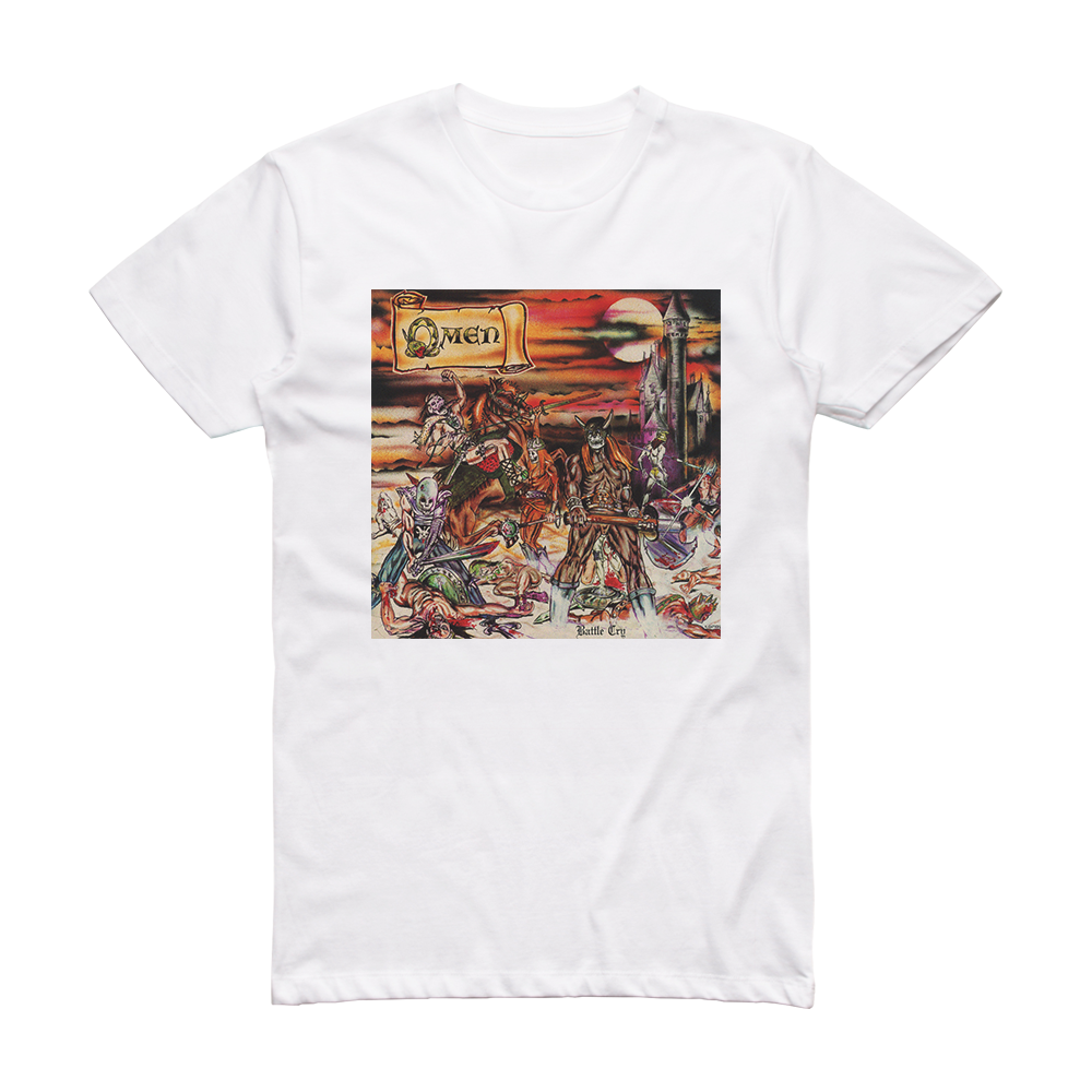 Omen Battle Cry Album Cover T-Shirt White – ALBUM COVER T-SHIRTS